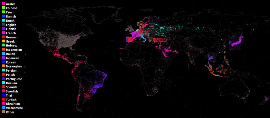 Twitter Users Language Map - Key Large - Lazer Horse